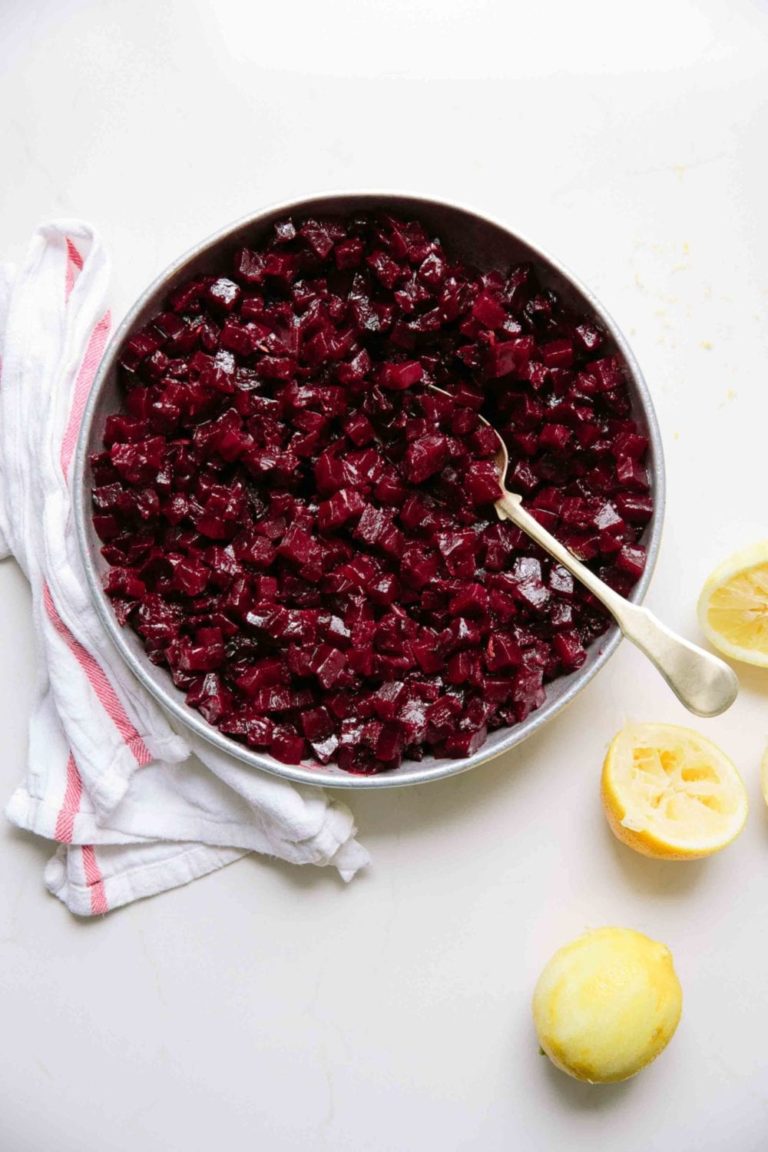 simple gluten friendly side: charred beet salad with lemon vinaigrette