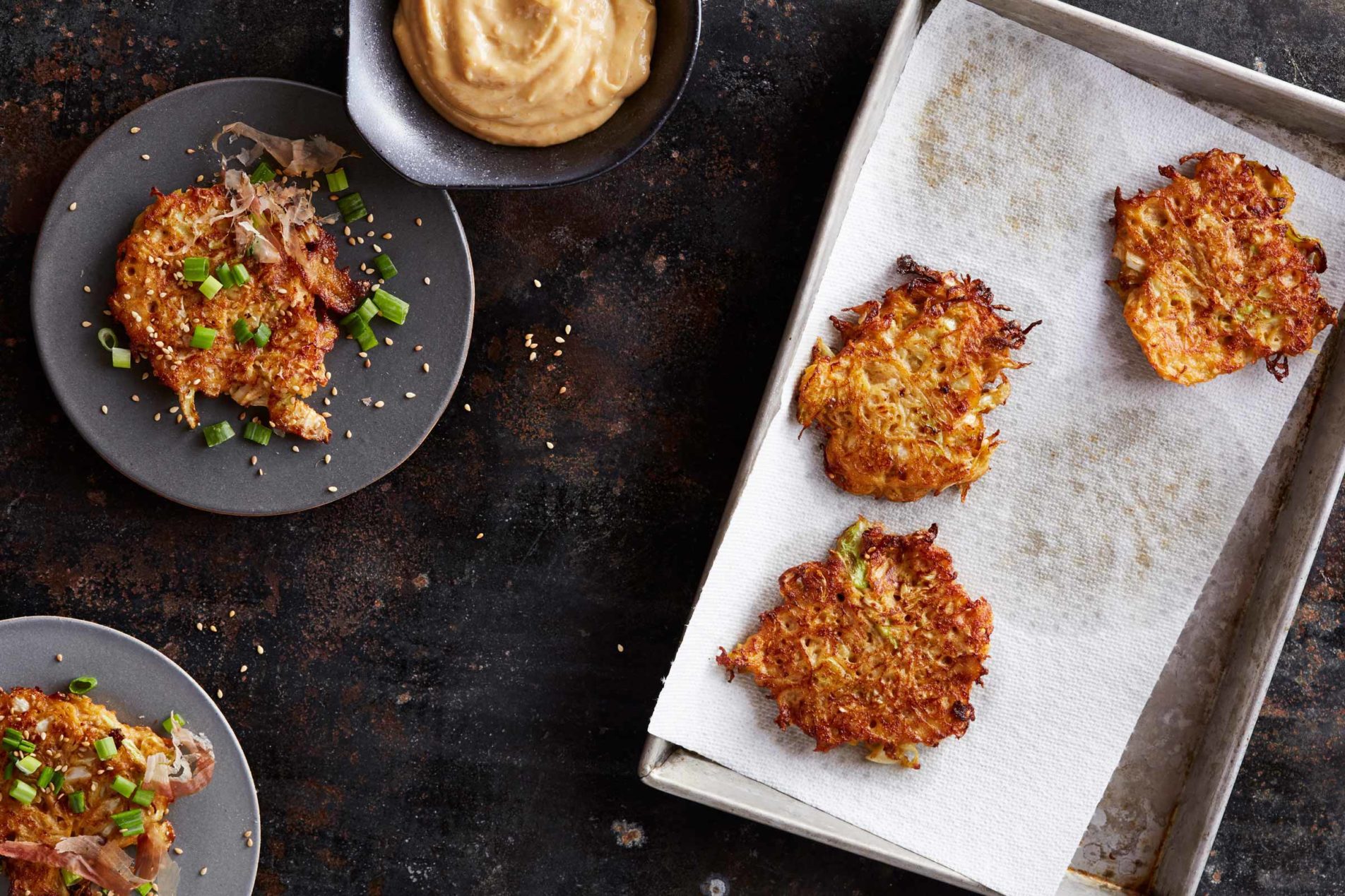 spaghetti squash fritters with miso aioli are wonderful, crowd pleasing ...