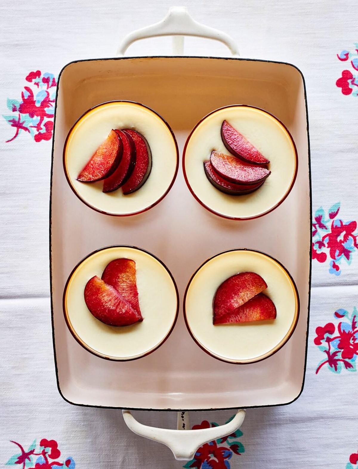 gluten free panna cotta: chamomile panna cotta recipe with macerated plums